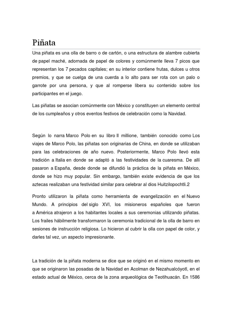 Historia y Significado de la Piñata | PDF | México | Navidad