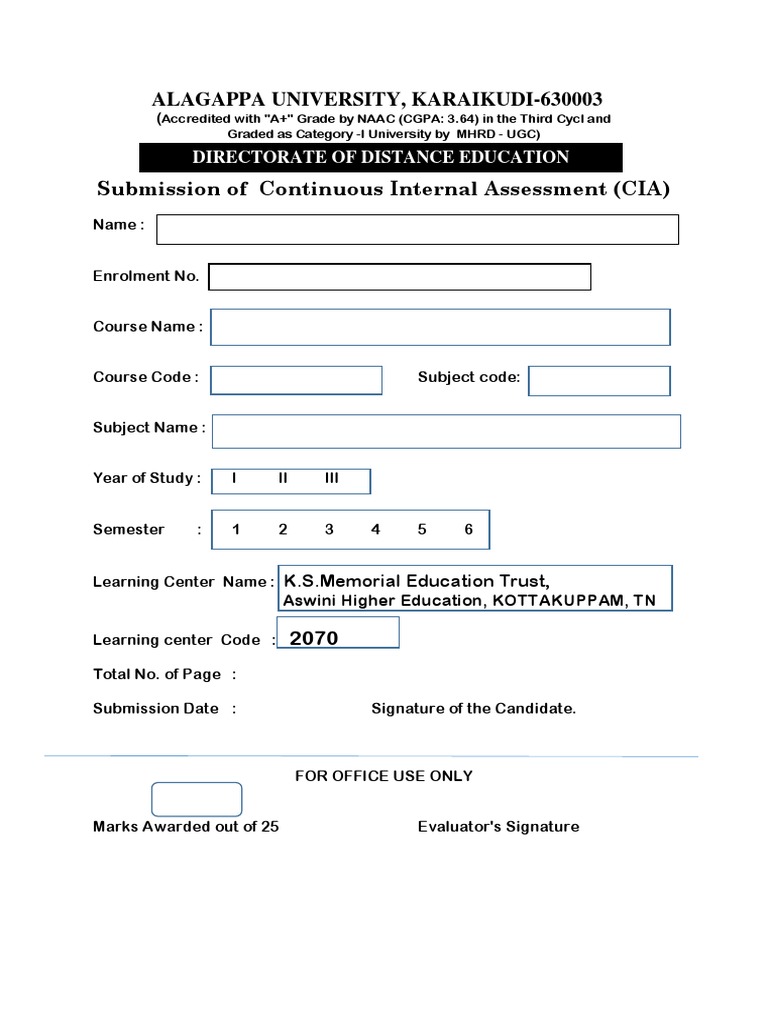 Assignment Submission Format | PDF