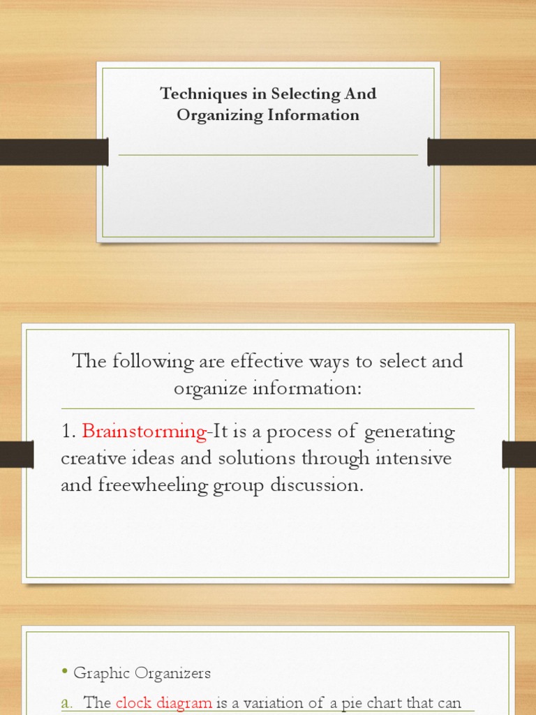 Techniques in Selecting and Organizing Information | PDF
