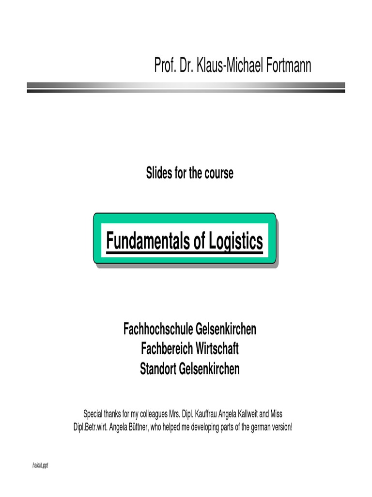 Fundamentals of Logistics PDF | PDF | Warehouse | Cargo