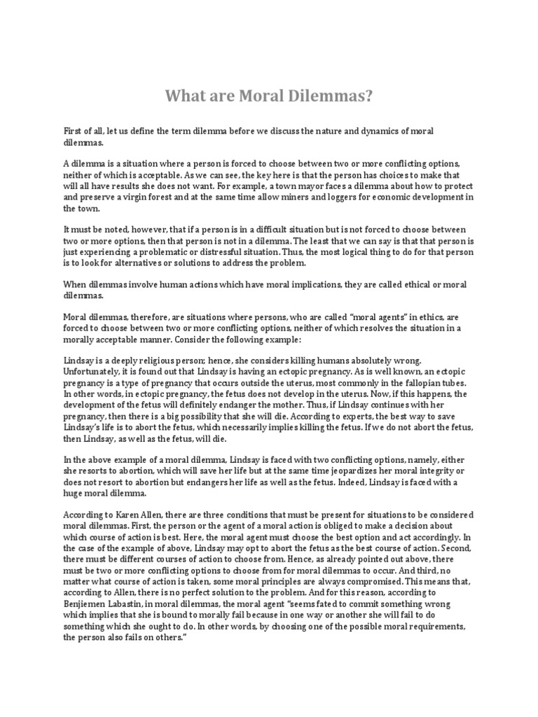 What Are Moral Dilemmas | PDF | Morality | Abortion