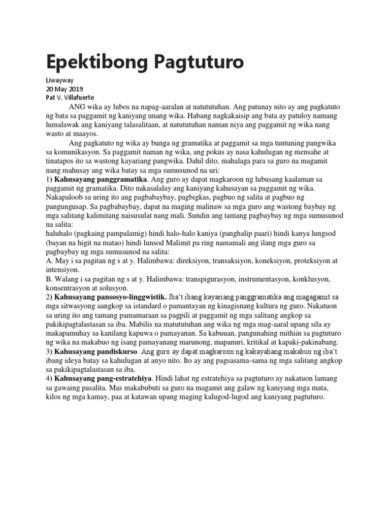 Epektibong Pagtuturo | PDF