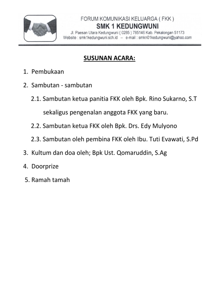 FKK Susunan Acara | PDF