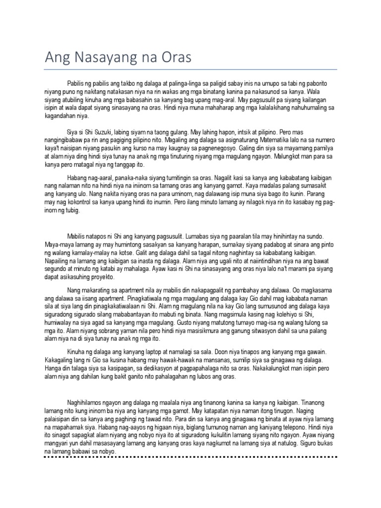 Ang Oras Na Nasayang | PDF