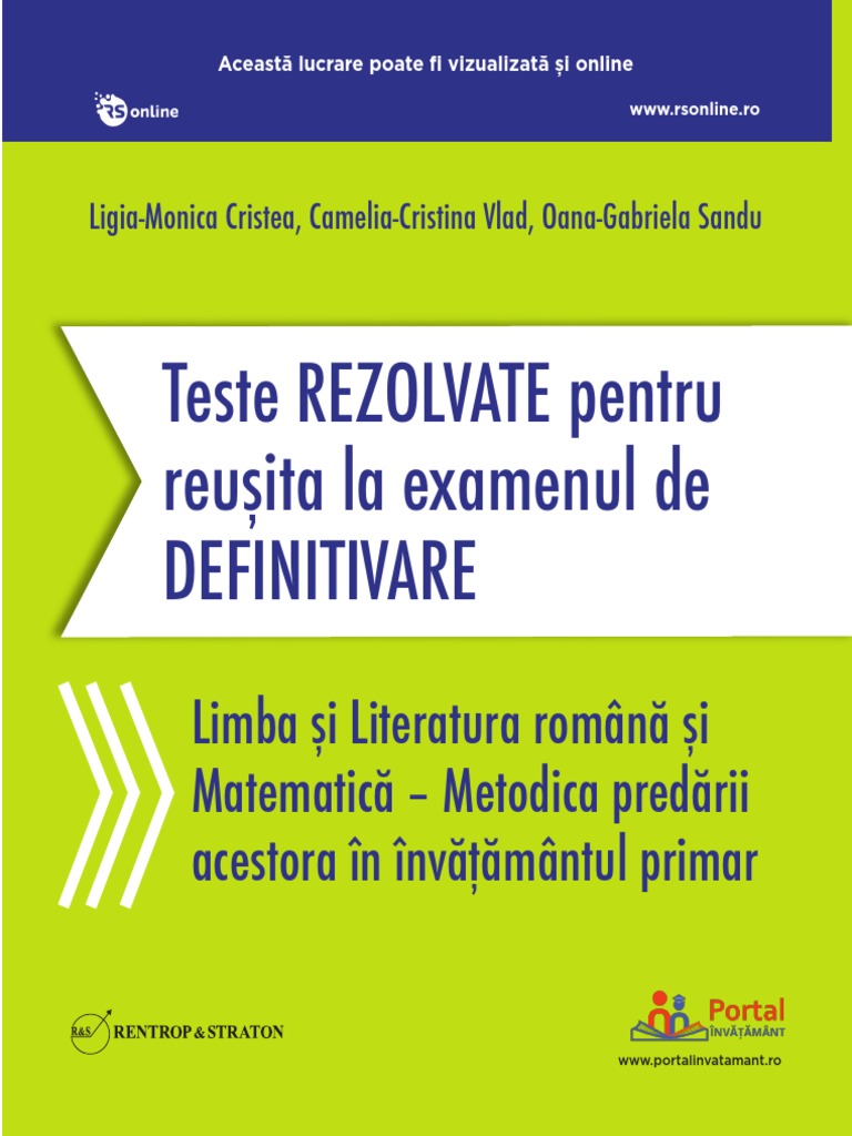 Subiecte Definitivat Invatatori PDF | PDF