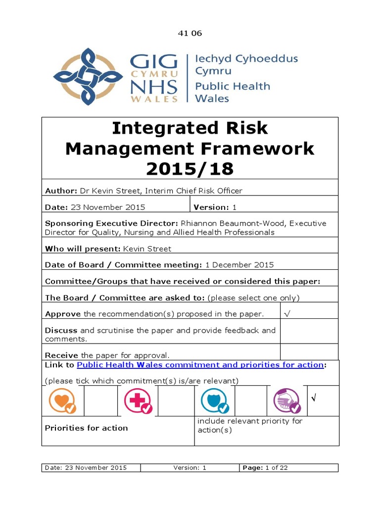 Integrated Risk Management Framework 2015-18 | PDF | Risk Management ...