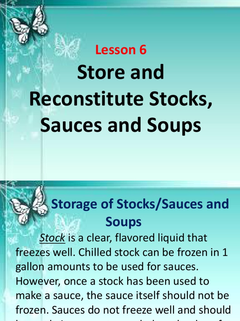 Lesson 6 (Store and Reconstitute..) | PDF | Soup | Refrigerator