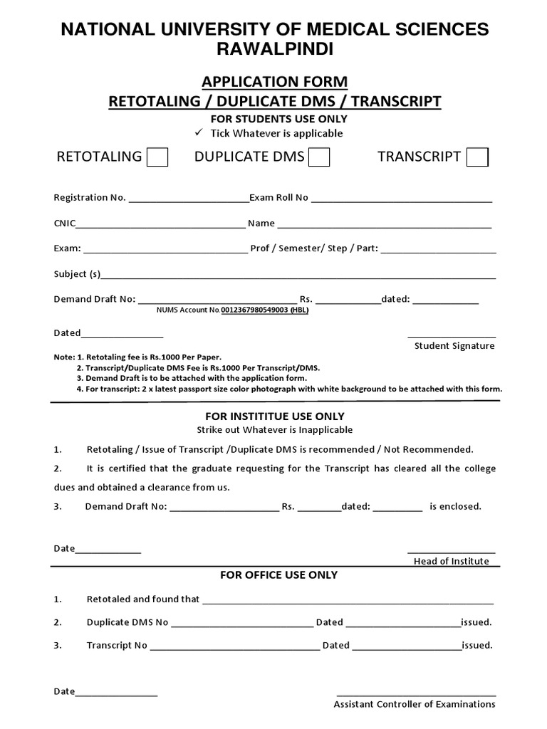 Application Form (Retotaling Duplicate DMC) 1555484556 | PDF | Doctor ...
