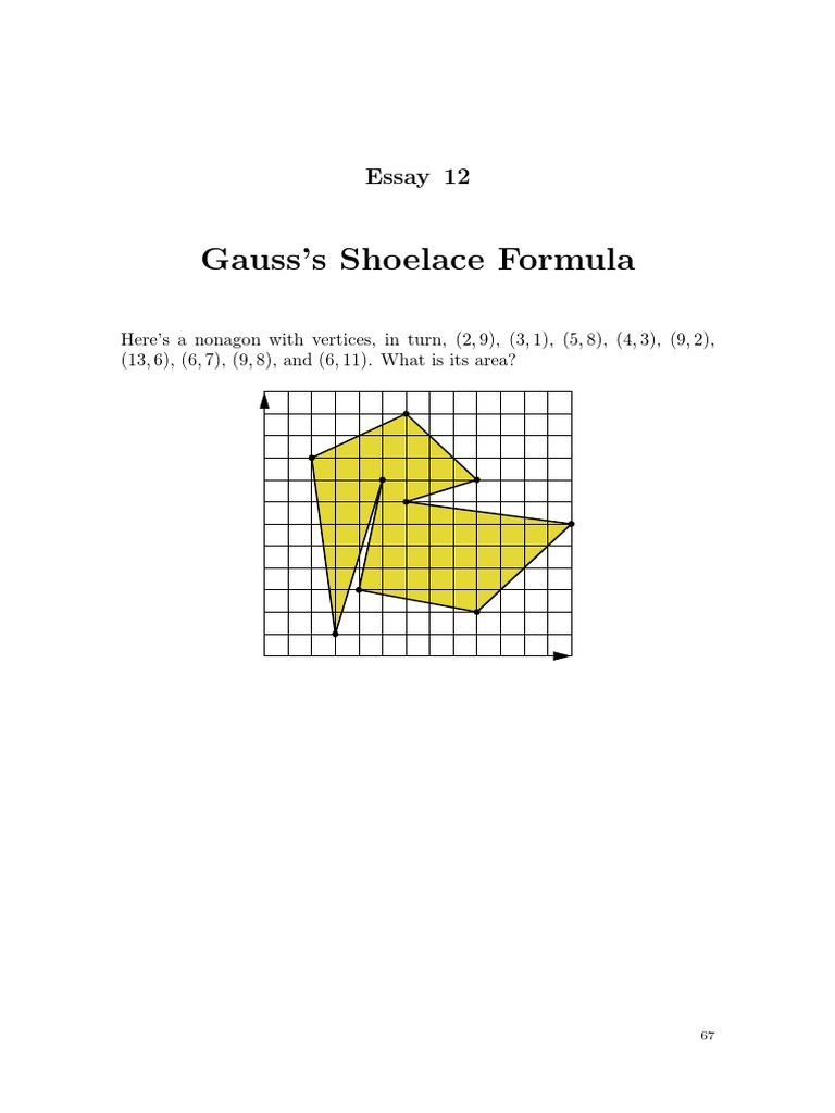Gauss's Shoelace Formula Explained | PDF | Area | Polygon