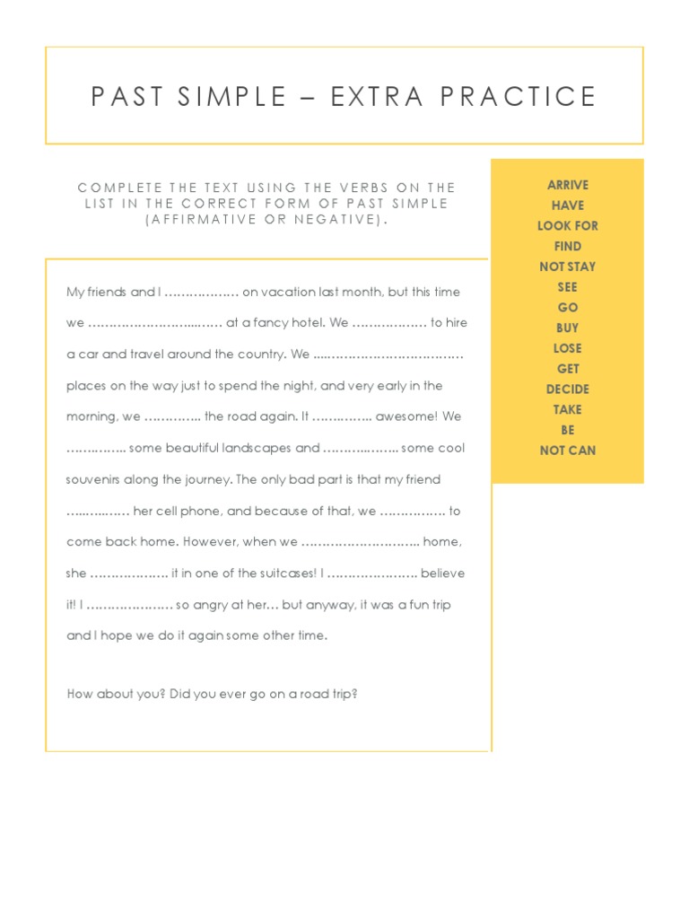 Past Simple Extra Practice | PDF