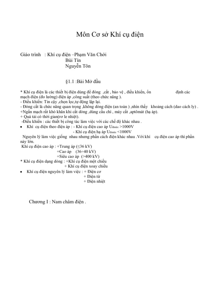 Giao Trinh Khi Cu Dien | PDF