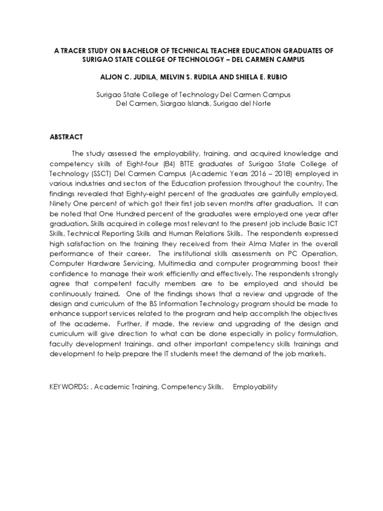 A Tracer Study On Btte Graduates | PDF | Competence (Human Resources ...