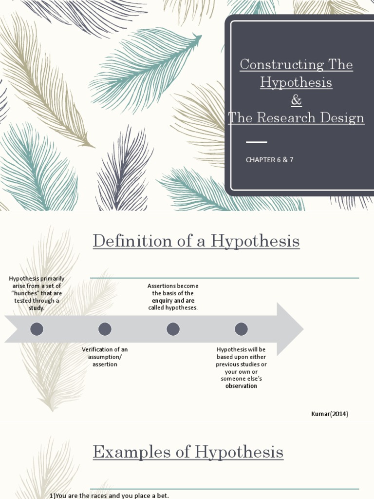 Constructing A Hypothesis & The Research Design Chapters 6 and 7 ...