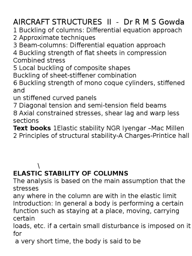 Aircraft Structures | PDF | Buckling | Bending