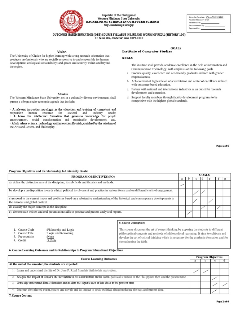 Logic Syllabus | PDF | Critical Thinking | Reason
