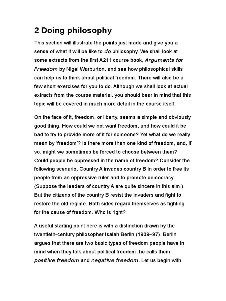 Introducing - Philosophy Positive & Negative Freedom | PDF | Liberty ...
