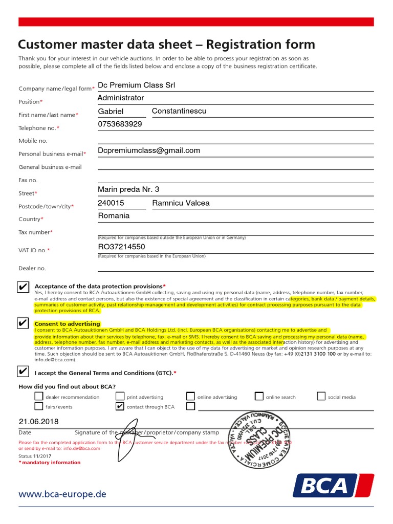 Customer Data Sheet Pdf Pdf Fax Advertising