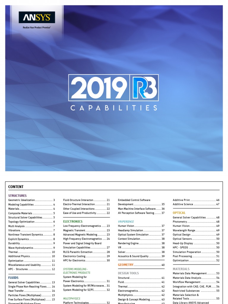 ANSYS 2019 R3 Capabilities - Brochure | PDF | Fluid Dynamics | Heat Transfer