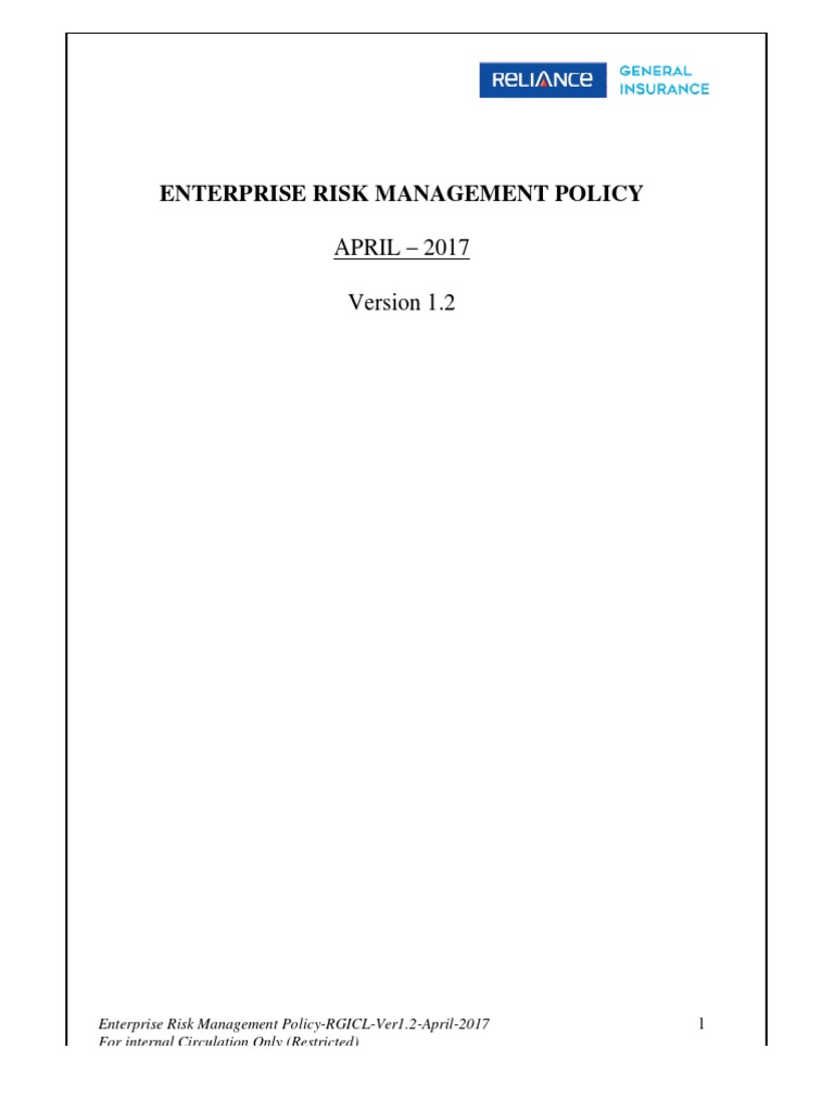 ERM Policy | PDF | Risk Management | Enterprise Risk Management