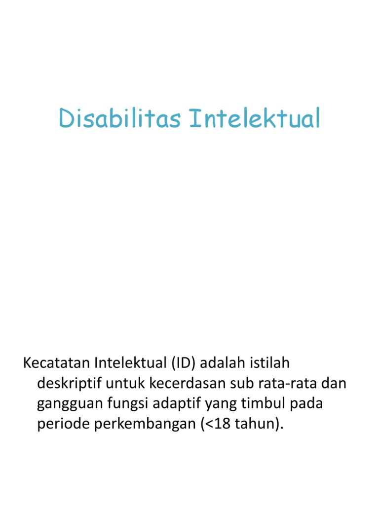 Klasifikasi dan Gejala Disabilitas Intelektual | PDF | Pengembangan ...
