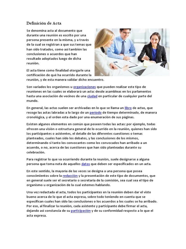 Definición de Acta | PDF | Gobierno