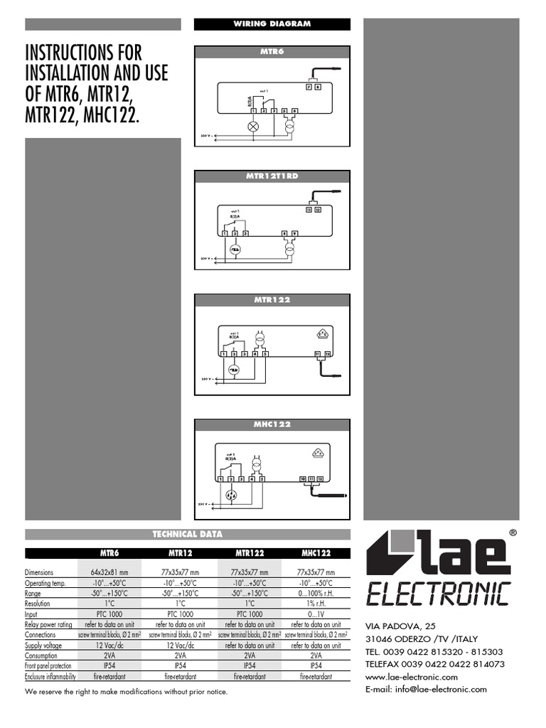 Manual Controlador Lae MTR 6 | PDF | Relay | Switch