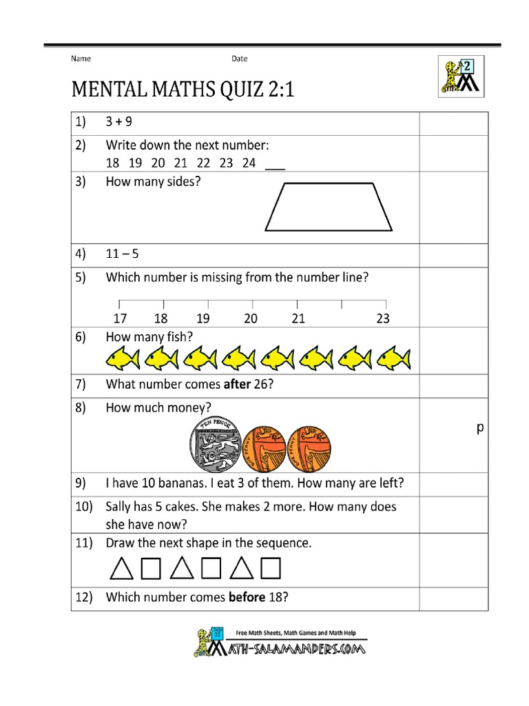 Maths Quiz KS 2 | PDF