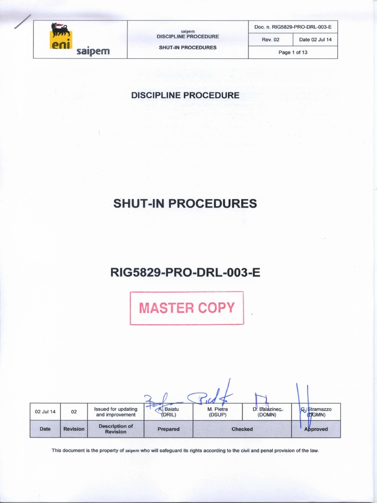 A - Shut-In Procedures | PDF | Casing (Borehole) | Drilling Rig