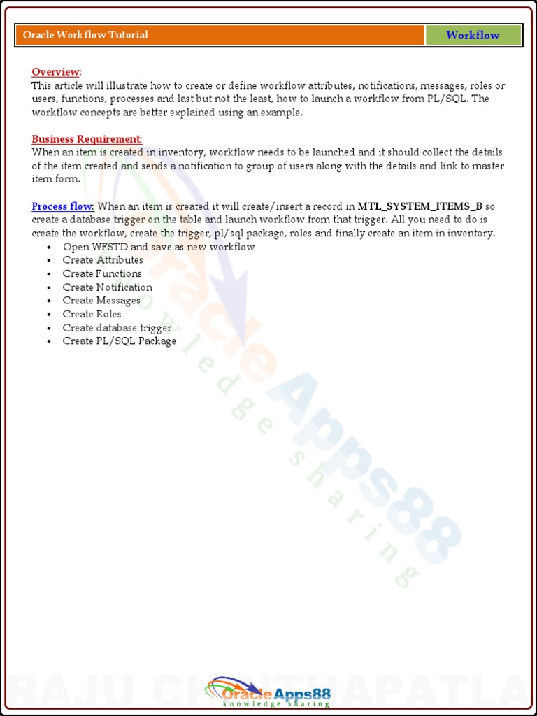 Oracle Workflow Tutorial Pdf Pdf Pl Sql Information Retrieval