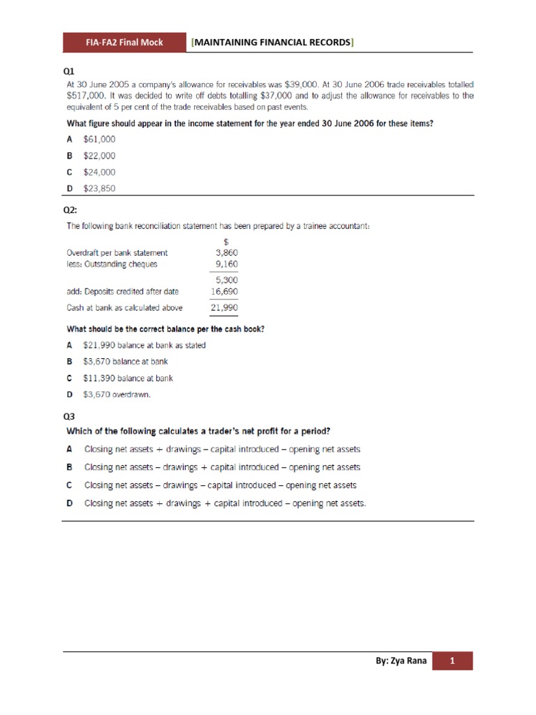 FA2 Final MOCK 2 | PDF