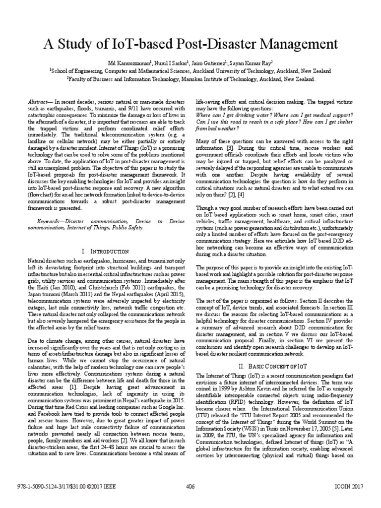 A Study of IoT-Based Post-Disaster Management | PDF | Internet Of ...