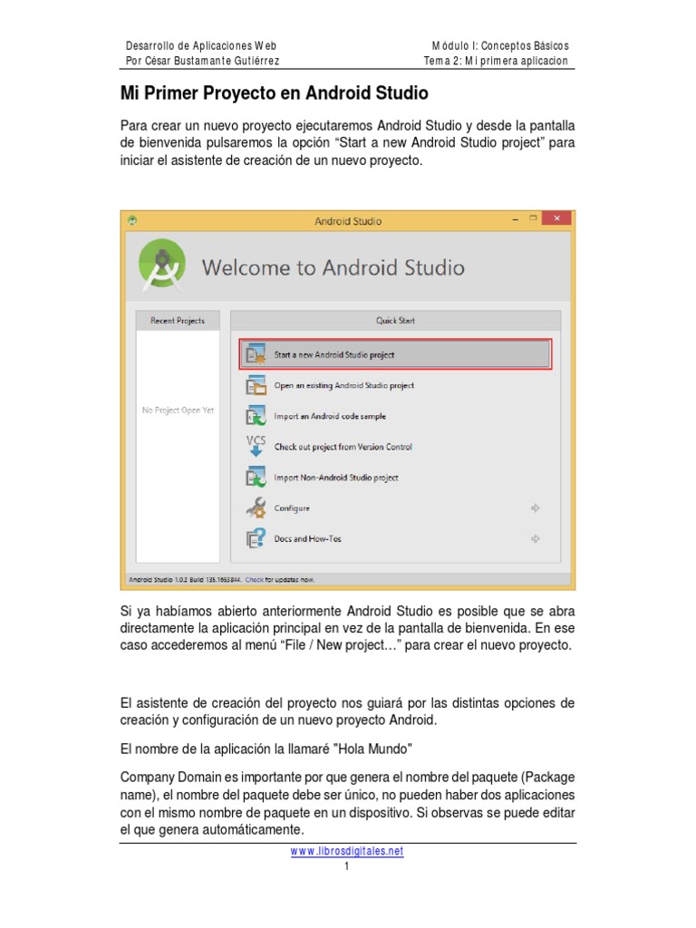 Primer Proyecto Android Studio | PDF | Aplicación movil | Android ...