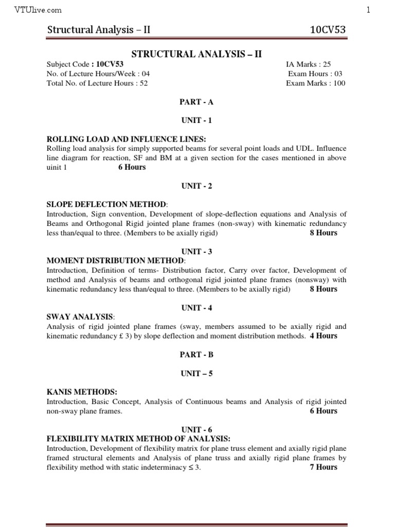 Civil-V-Structural Analysis-Ii Notes | PDF | Bending | Structural Analysis