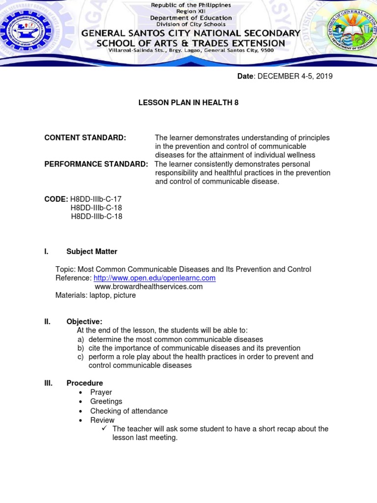Communicable Disease Lesson | PDF | Infection | Cough