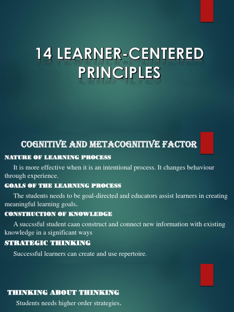 14 Learner-Centered Principles | PDF
