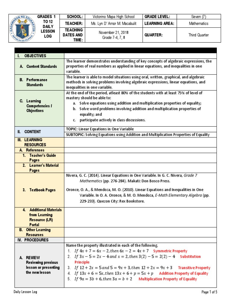 112118-Dll-Solving Equations Using Ape-Mpe-Macabulit | PDF | Equations ...