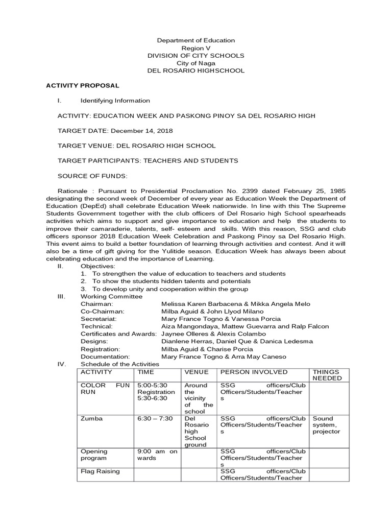Activity Proposal | PDF