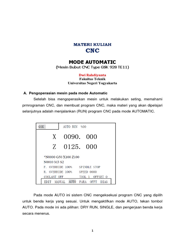 CNC Mode Automatic Bubut CNC Type GSK 928 Te11 | PDF | Bisnis | Komputer