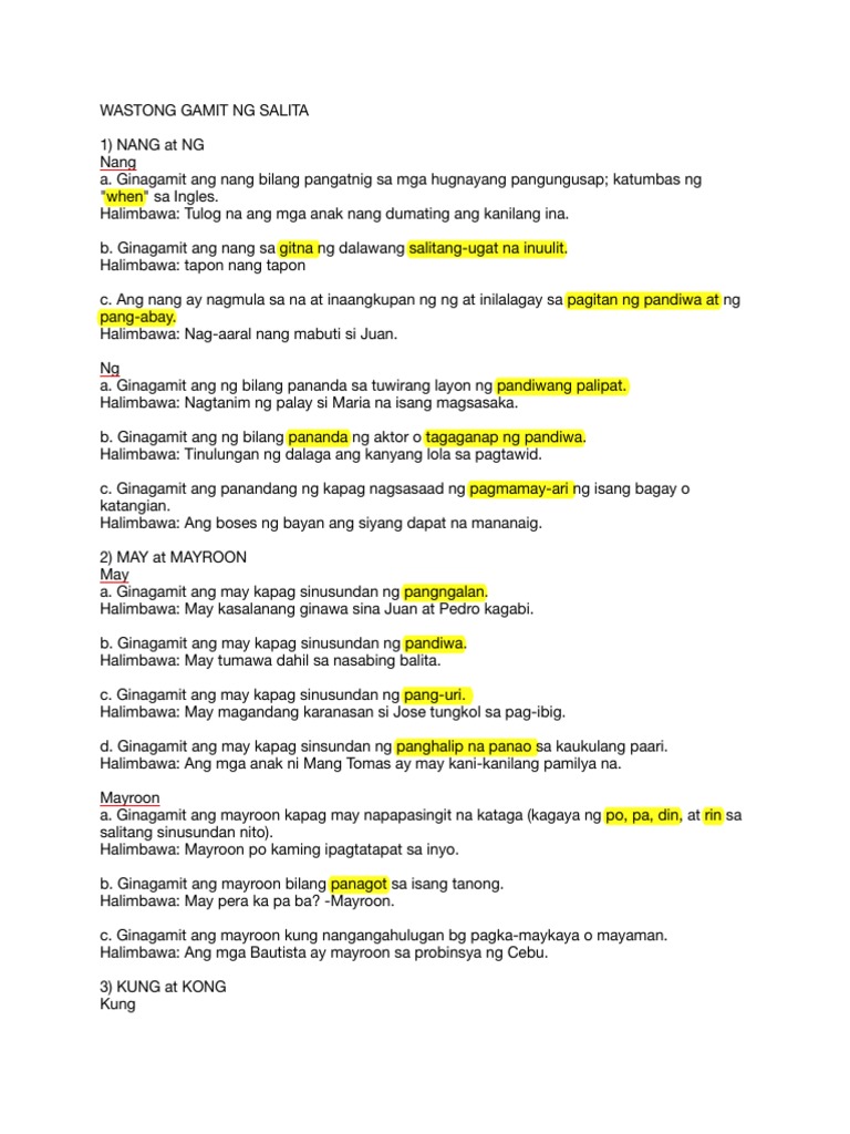 Wastong Gamit PDF | PDF