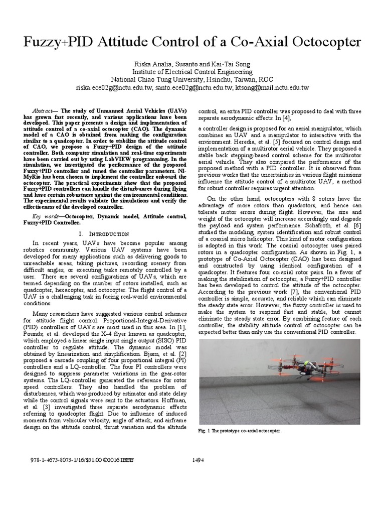 Fuzzy+PID Attitude Control for an Octocopter | PDF | Control Theory ...