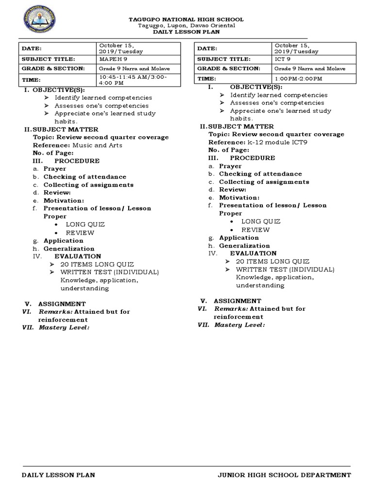 DLP Template JHS | PDF | Educational Technology | Lesson Plan
