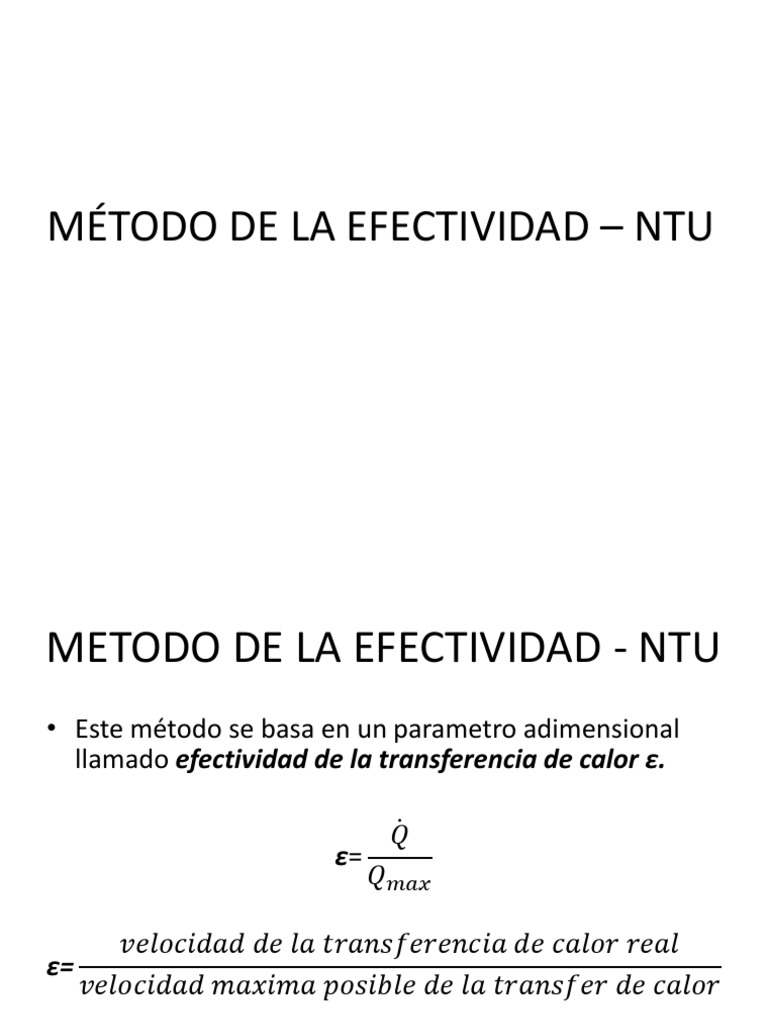 Método de La Efectividad - Ntu | PDF | Calor | Temperatura