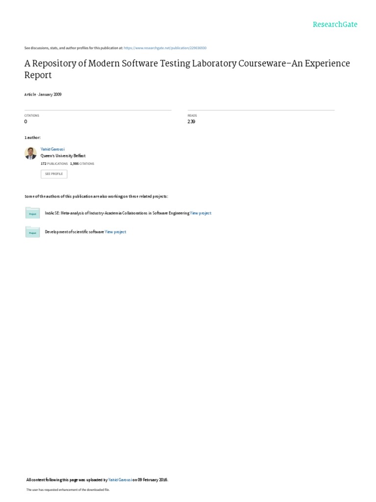 A Repository of Modern Software Testing Laboratory | PDF | Software ...
