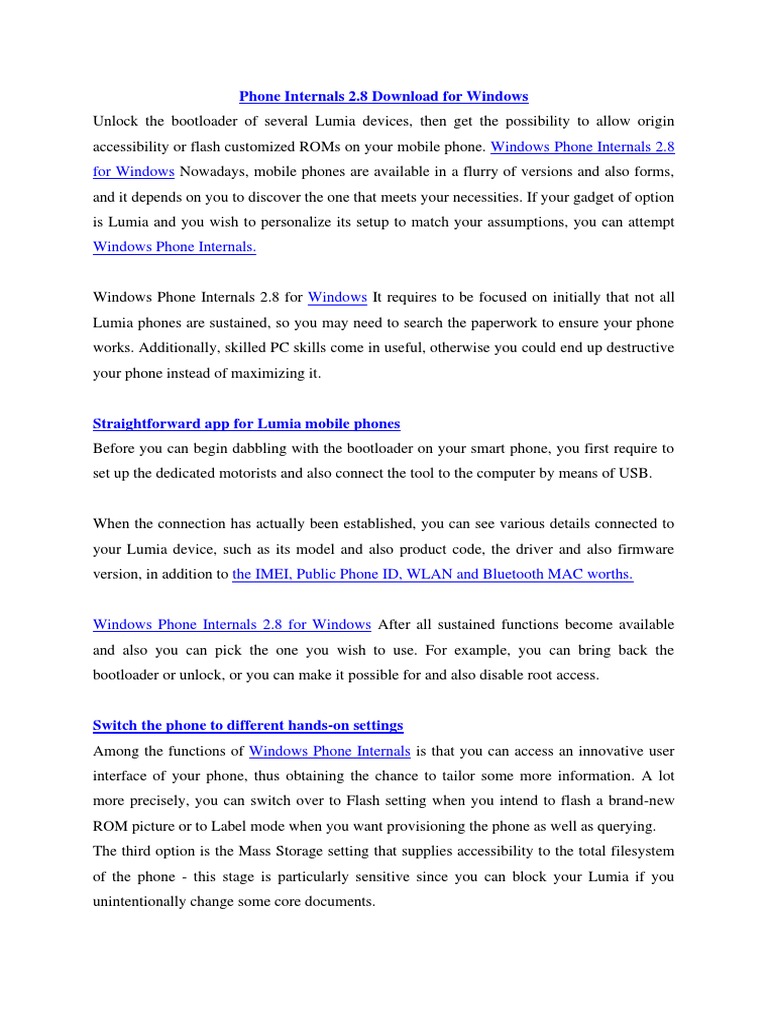 Phone Internals 2.8 Download For Windows | PDF | Booting | Microsoft ...