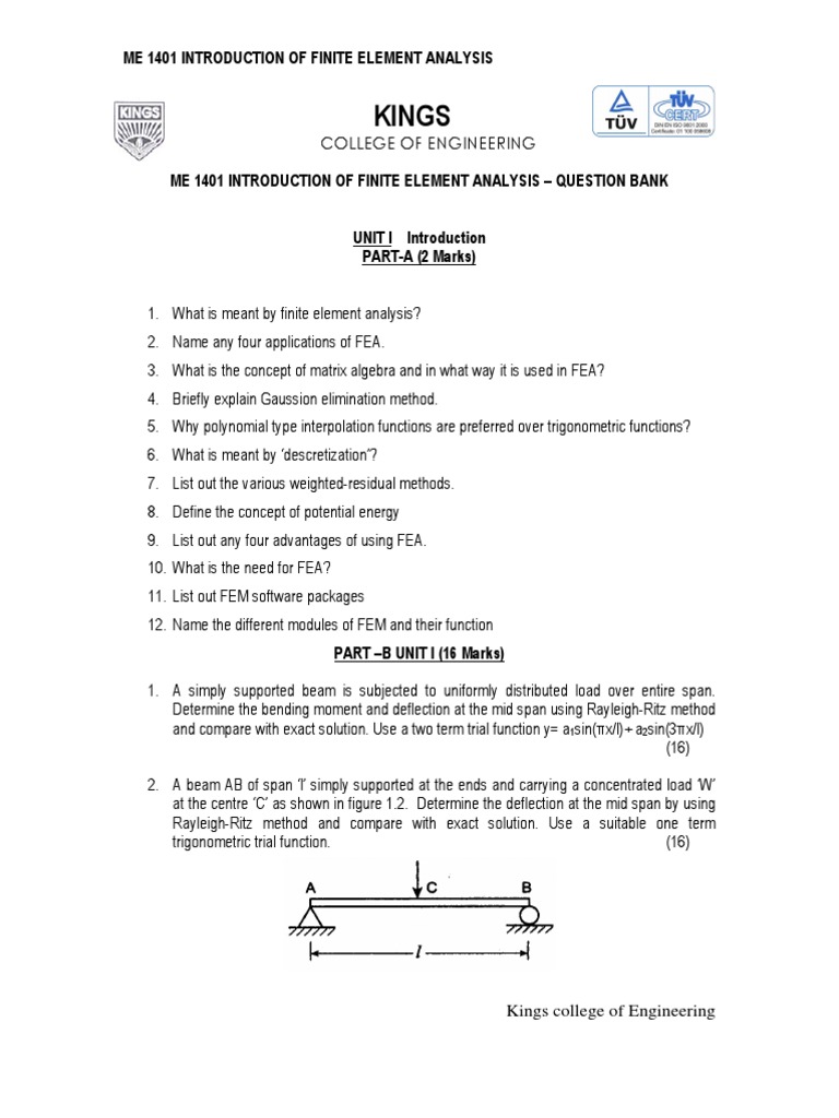Finite Element Analysis | PDF | Finite Element Method | Matrix ...