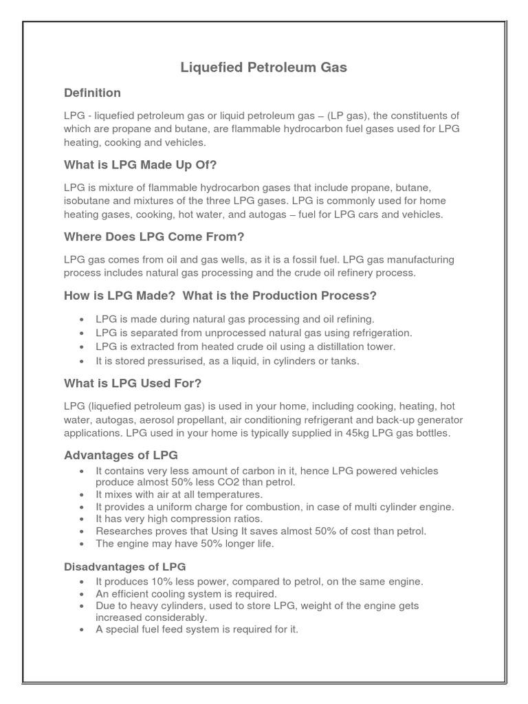LPG: Advantages and Disadvantages | PDF | Liquefied Petroleum Gas | Propane