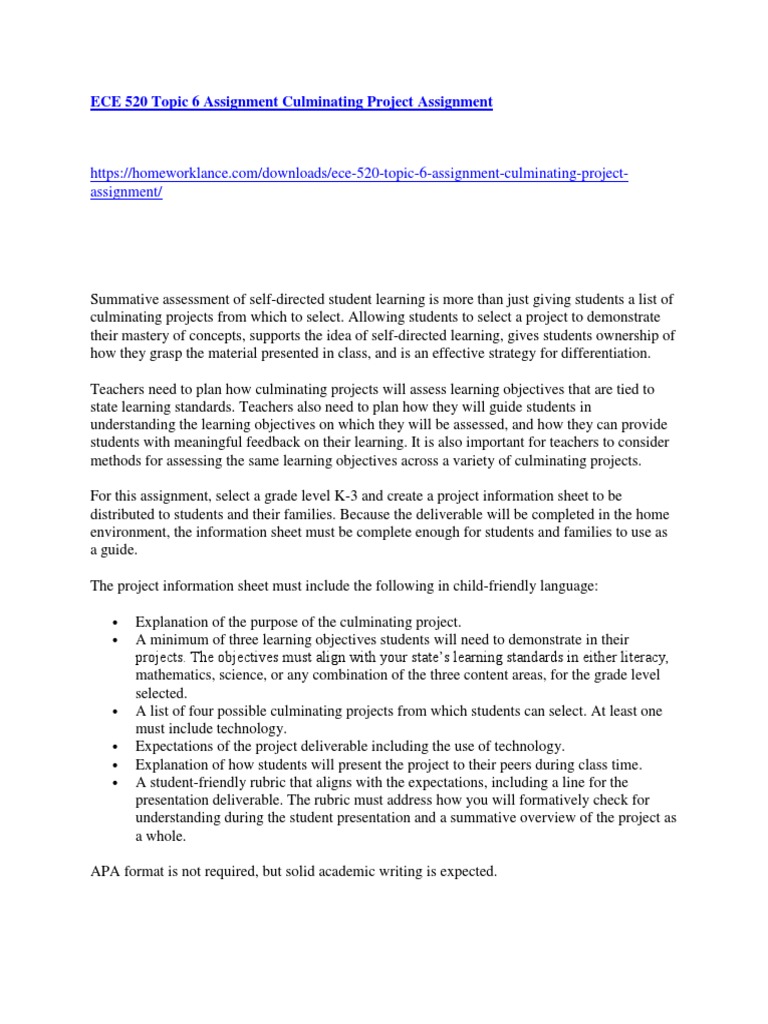 ECE 520 Topic 6 Assignment Culminating Project Assignment | PDF ...