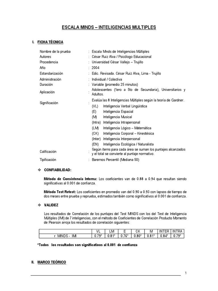 Escala Minds - Manual | PDF | Inteligencia | Ciencia cognitiva