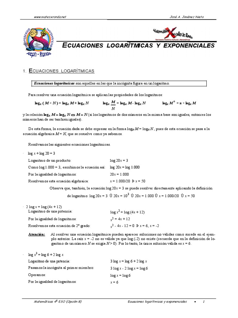 Ecuaciones logarítmicas y exponenciales resueltas paso a paso | PDF | Logaritmo | Ecuaciones