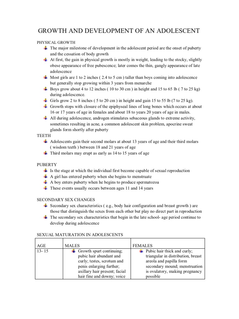 DEv'Tal Milestone in Adolescent | PDF | Puberty | Adolescence
